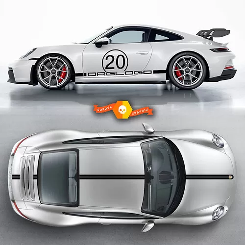 2 Porsche 911 Porsche Carrera Rocker Panel Side Custom Text Stripes ...