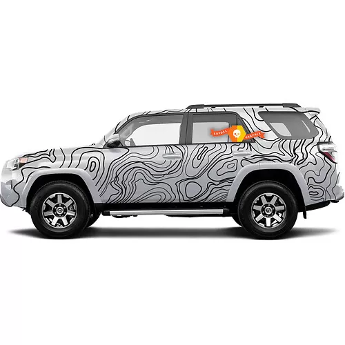 Full body Toyota 4Runner Topographic map contour background Topo map ...