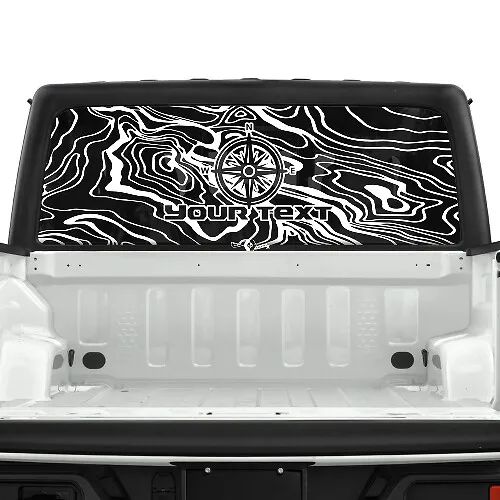 Jeep Gladiator Rear Window Compass Topographic Map Topo Forest Decals ...