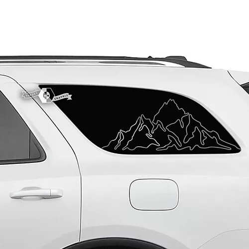 Pair Dodge Durango Side Rear Window Mountains Outline Decal Vinyl Stickers