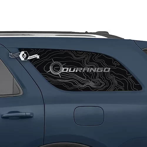 Pair Dodge Durango Side Rear Window topographic Map Lines Compass Decal ...