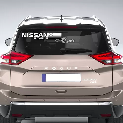 Nissan Rogue US USA American Flag Rear Window Vinyl Decal Sticker Graphic
