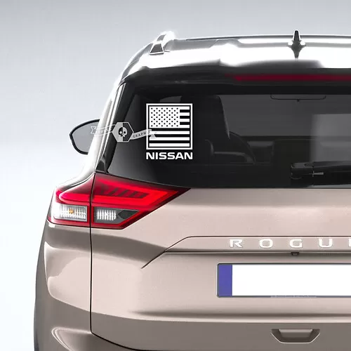 Nissan US USA American Flag Patriotic Rear Window Vinyl Decal Sticker ...
