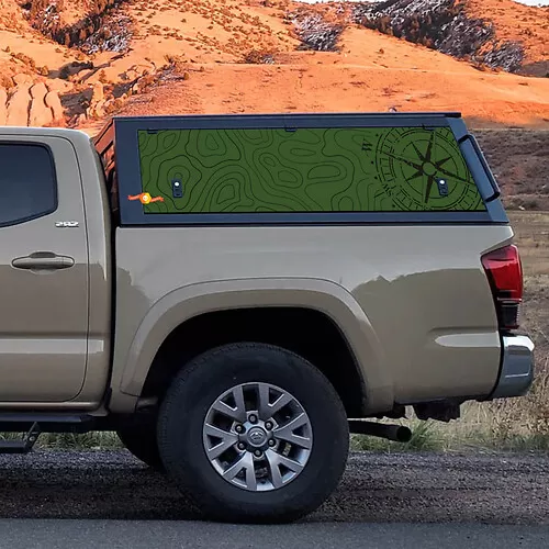Topographic Map Vinyl Decal for Toyota Tacoma Truck Cap Stickers ...