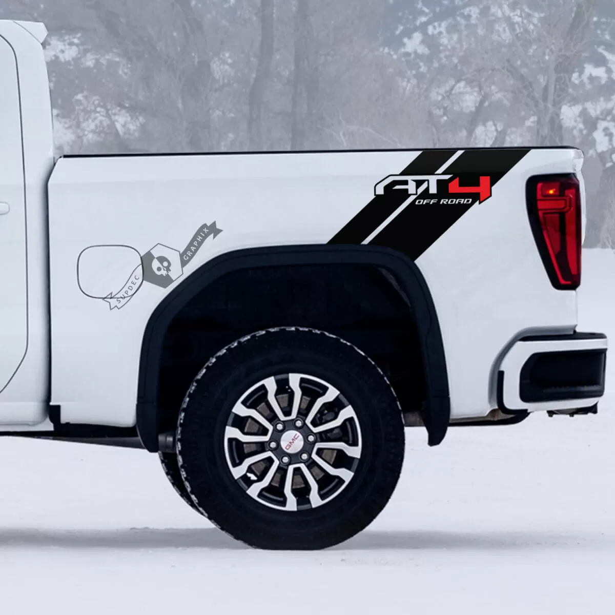 2 GMC GM Sierra 1500 AT4 Side Bed Stripes off-road 4x4 Decals Stickers ...