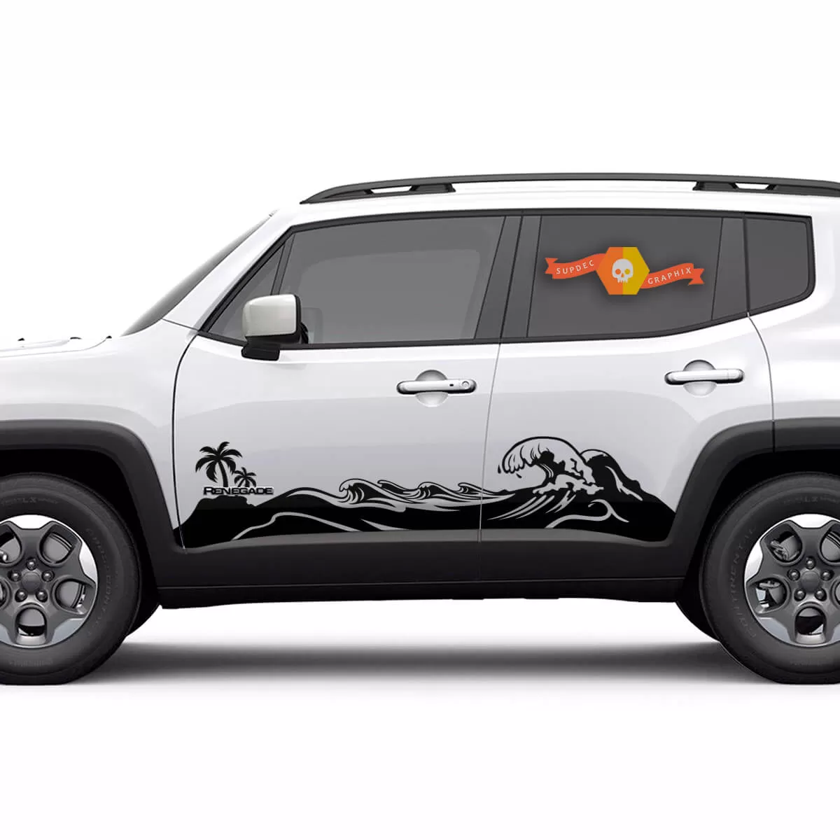 Jeep Renegade Decals for Rocker panel Beach Waves Vinyl Sticker