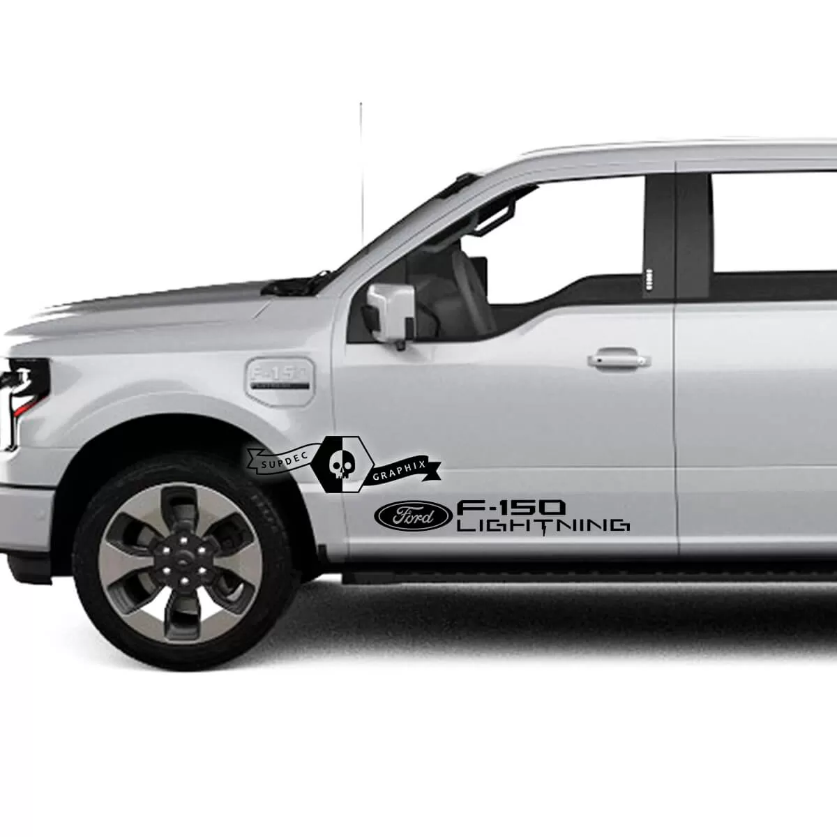 Pair Ford F-150 Lightning 2022 2023 Doors Body Decals Side Stickers ...
