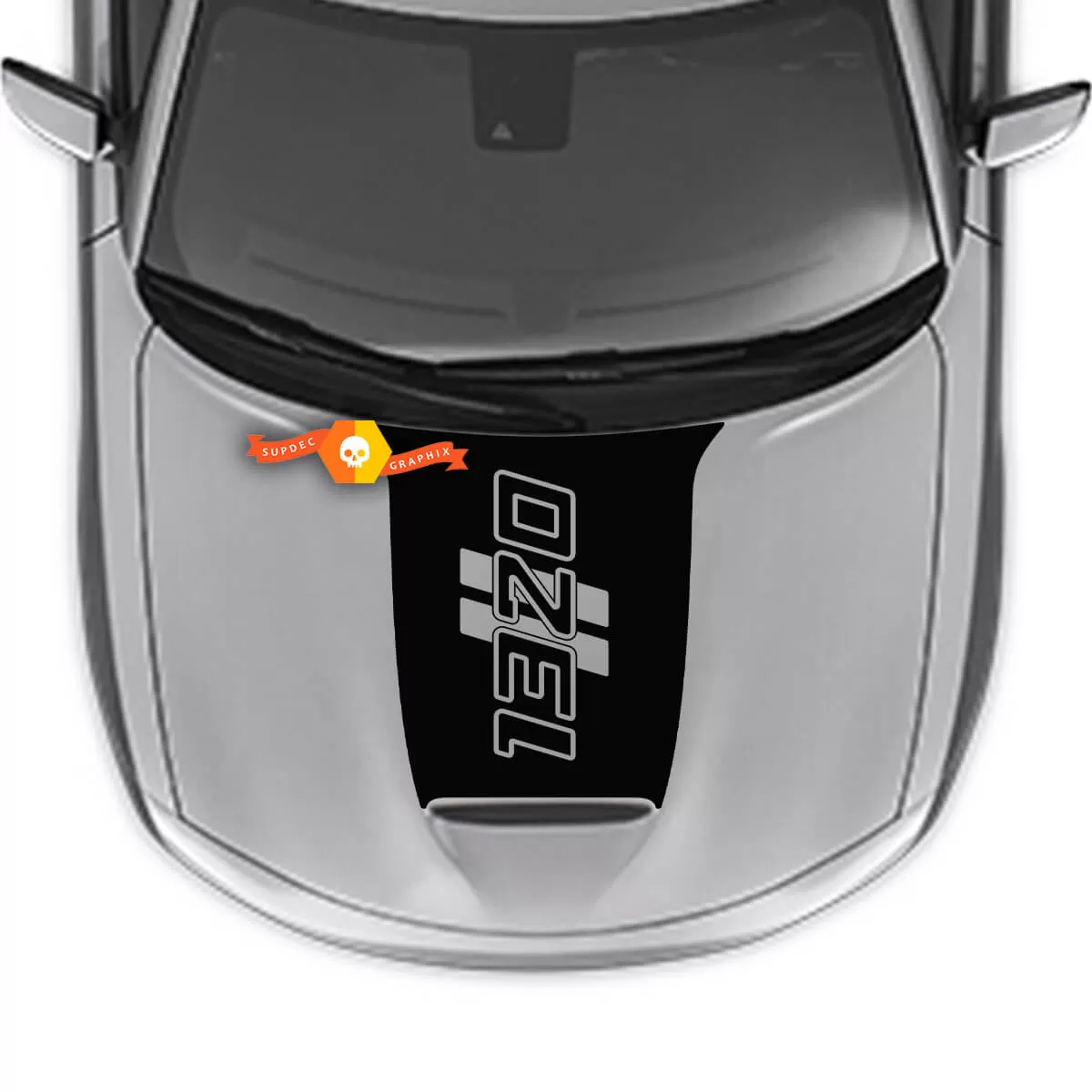 1392 Outline Hash stripes Hood decal for Dodge Charger 2015-2024